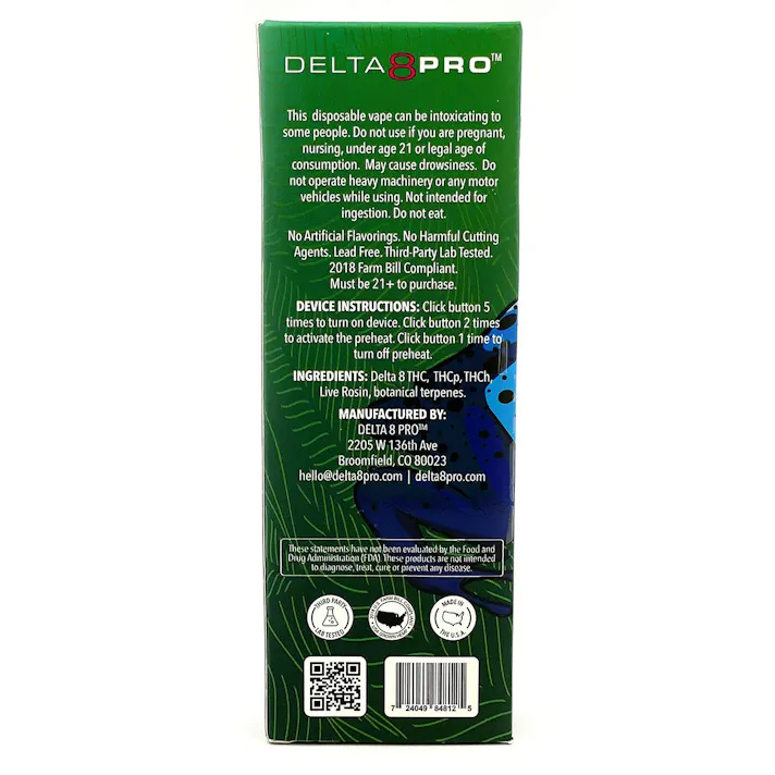 Delta 8 Pro: 2mL Live Rosin Disposable - Durban Poison (Delta-8, THCp ...