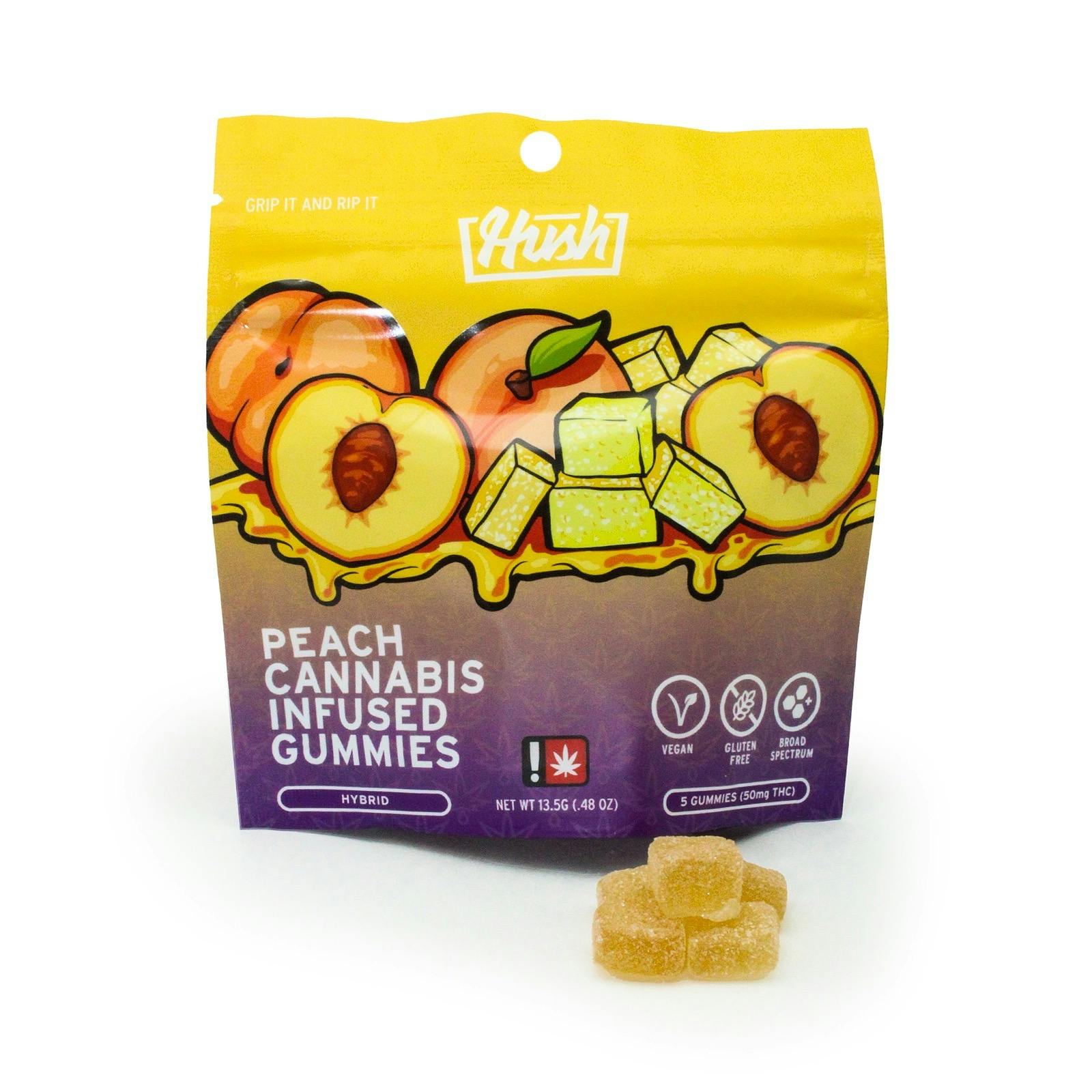 HUSH: Peach Cannabis Infused Gummies 50mg | Leafly