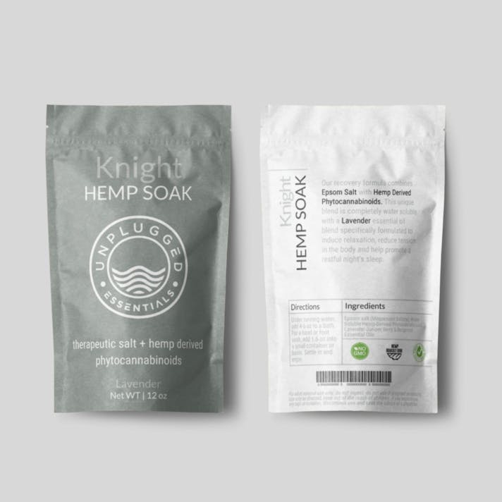 Hemp infused bath products: Knight Recovery Soak | Leafly