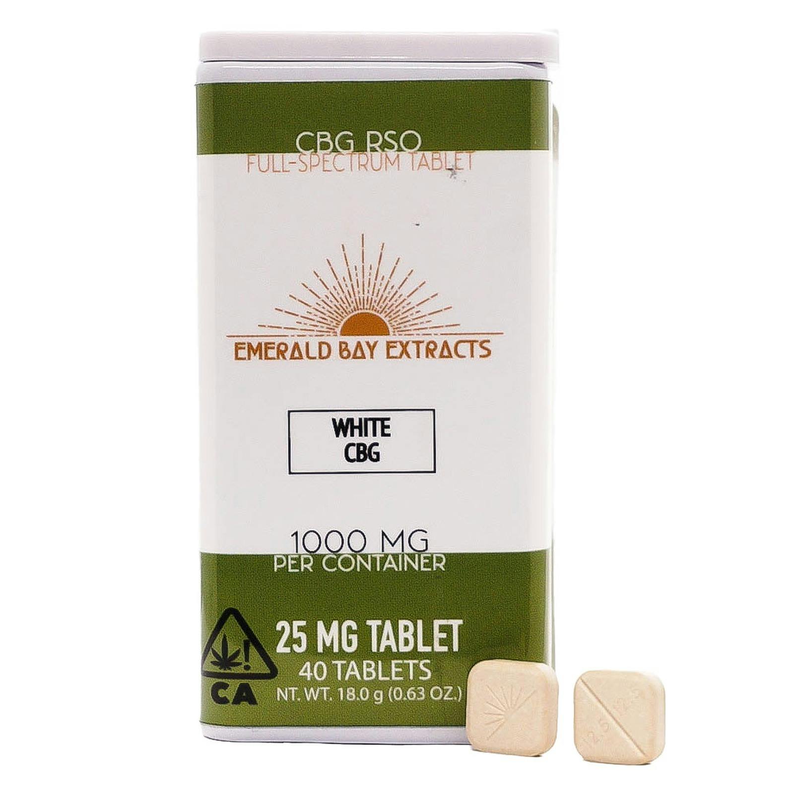 Emerald Bay Extracts: CBG White CBG RSO Tablet [25mg] (1000mg Package ...