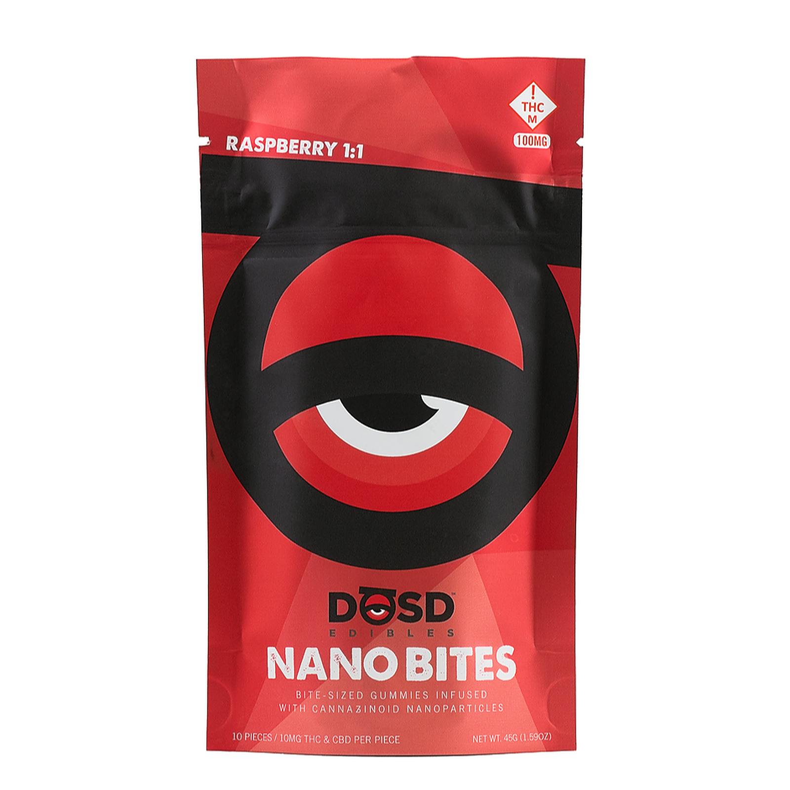 DŌSD Edibles: Nano Bites - Raspberry 1:1 100mg | Leafly