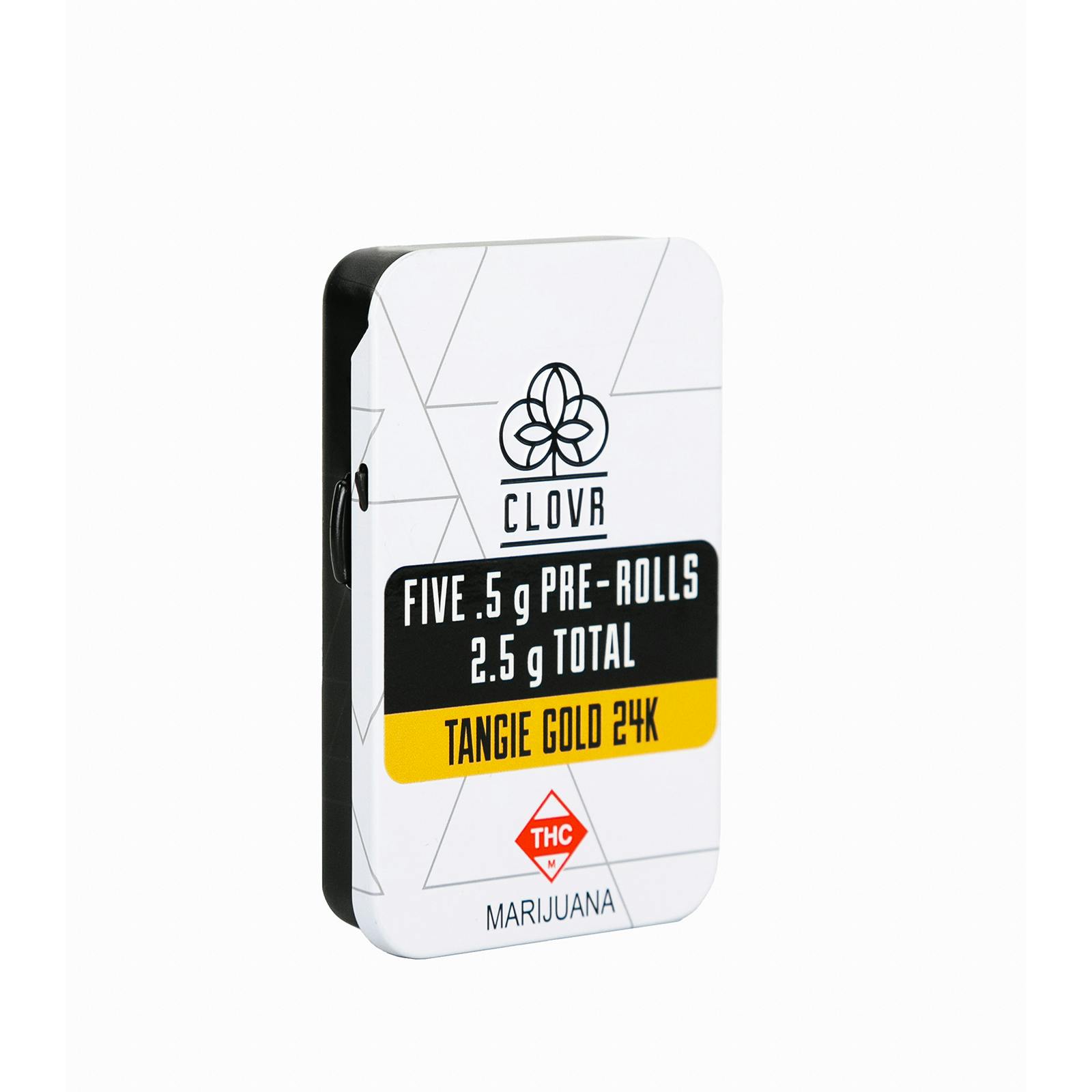 CLOVR: CLOVR- Pre-rolls- 0.5g 5 Pack Tin- Tangie Gold 24K | Leafly