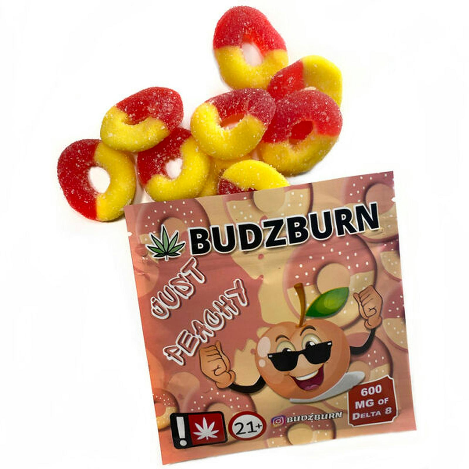 Budzburn Wholesale Delta 8: Delta 8 Peach Rings 600mg | Leafly