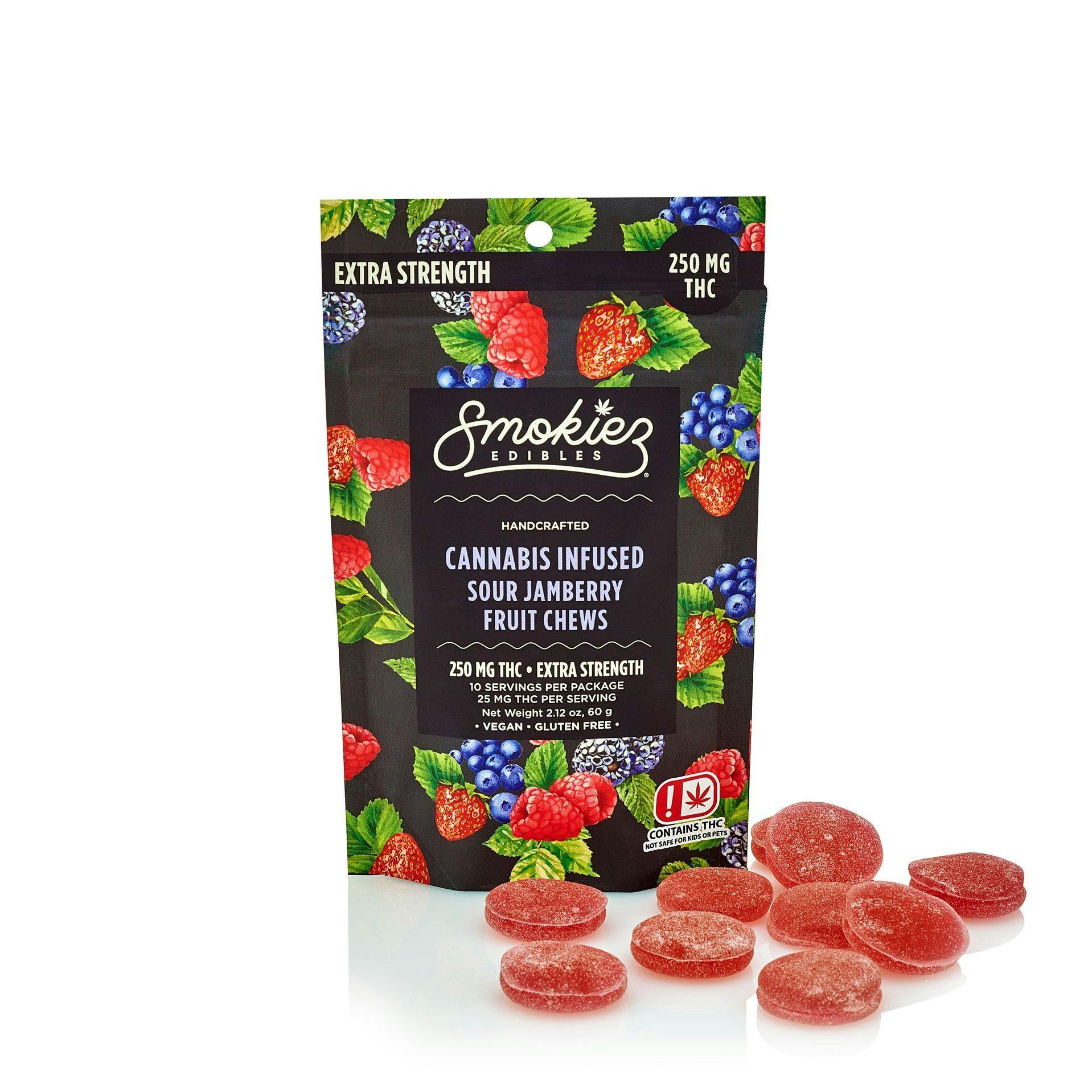 Smokiez Edibles: Sour Blackberry Fruit Chews, 250mg THC - OK | Leafly